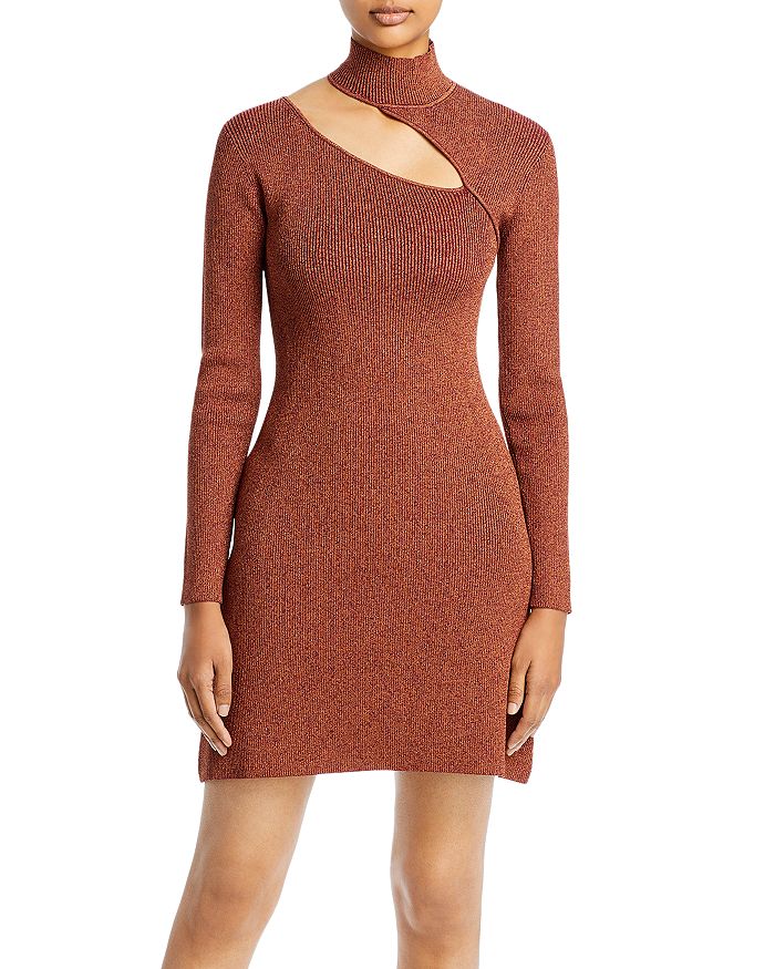 Cult Gaia Jet Cutout Metallic Ribbed Knit Dress | Bloomingdale's