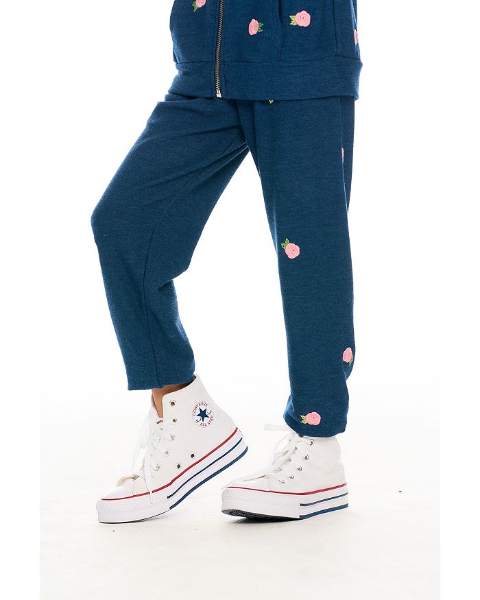 CHASER Girls' Floral Detail Jogger Pants - Little Kid | Bloomingdale's