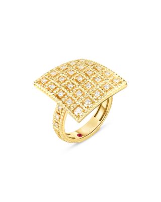 Roberto Coin 18K Yellow Gold Byzantine Barocco Diamond Square Cluster ...