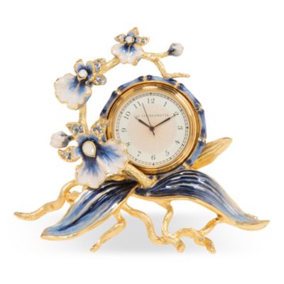 Click here for Jay Strongwater Orchid Clock - Delft Garden prices