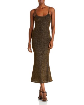AQUA Jas Metallic Midi Dress - 100% Exclusive | Bloomingdale's