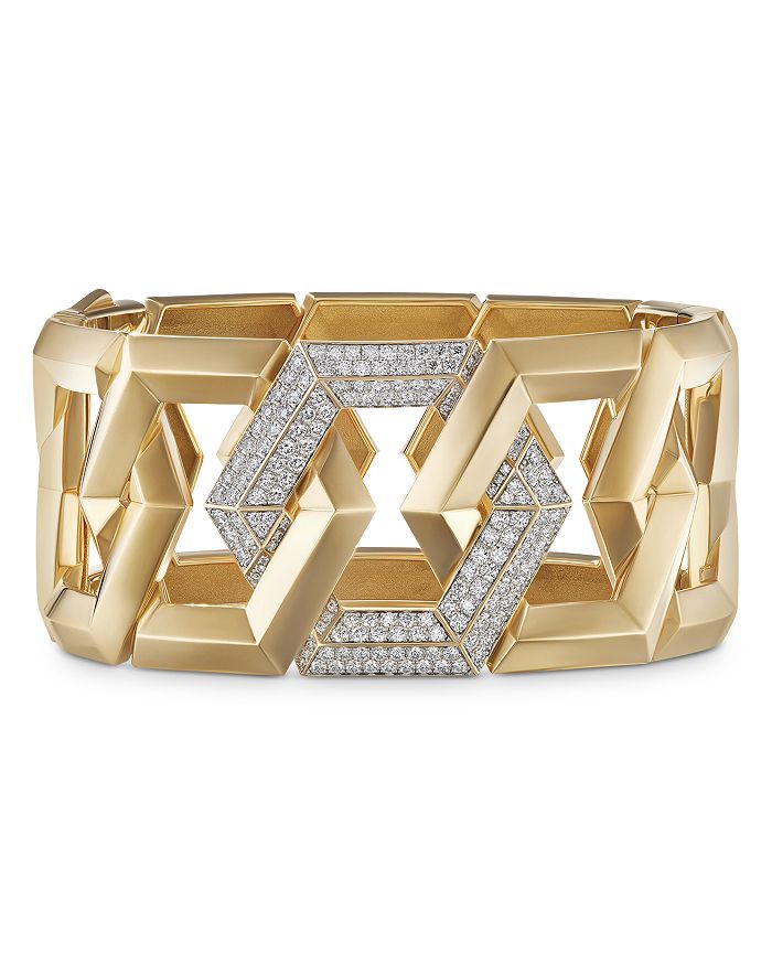 David Yurman Carlyle Bracelet in 18K Yellow Gold with Diamonds, 32mm ...