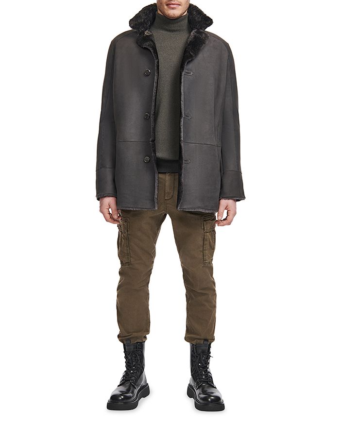 HiSO Reversible Double Face Leather & Shearling Trim Coat | Bloomingdale's