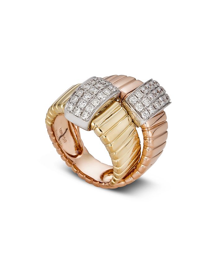 PIRANESI 18K Yellow & Rose Gold Oro Diamond Cluster Double Wave Ring | Bloomingdale's