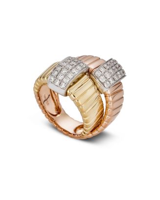 PIRANESI 18K Yellow & Rose Gold Oro Diamond Cluster Double Wave Ring | Bloomingdale's