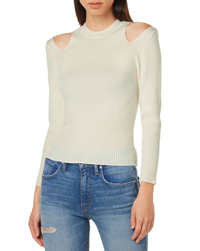 Hudson Ribbed Cold Shoulder Sweater | Bloomingdale's