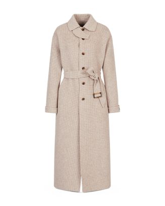 Emporio Armani Wool-Blend Belted Long Coat | Bloomingdale's
