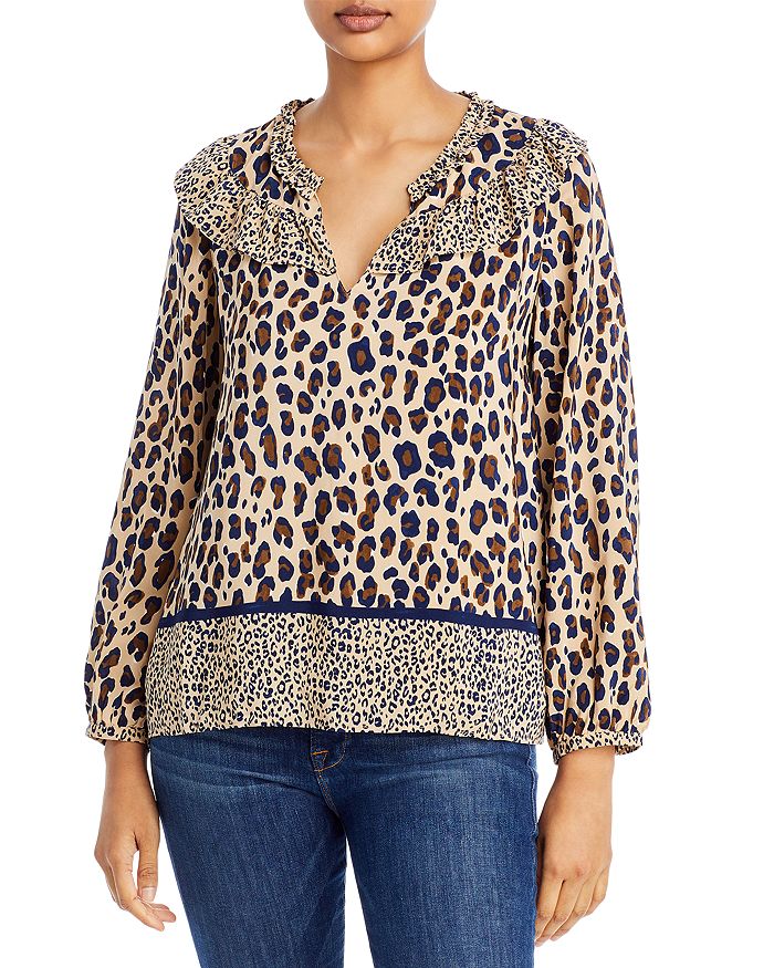 Vineyard Vines Ruffled Cheetah Print Top | Bloomingdale's