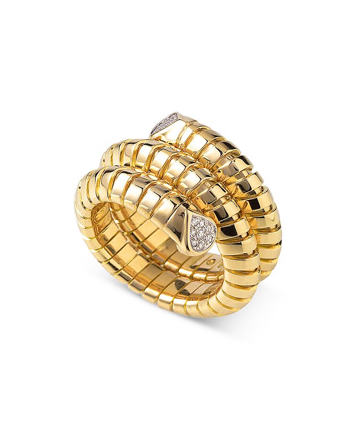Marina B 18K Yellow Gold Trisola Diamond End Pavé Coil Ring ...