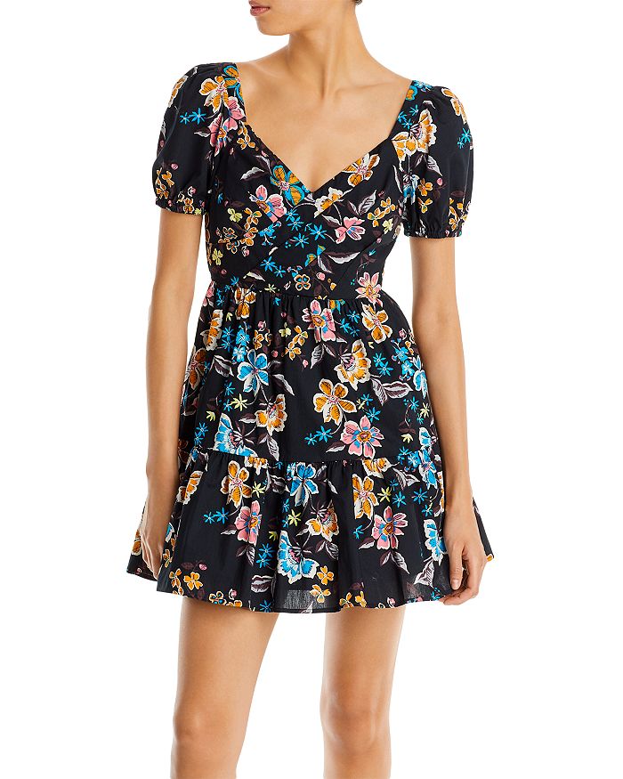 AQUA Cotton Floral Open Back Mini Dress - 100% Exclusive | Bloomingdale's