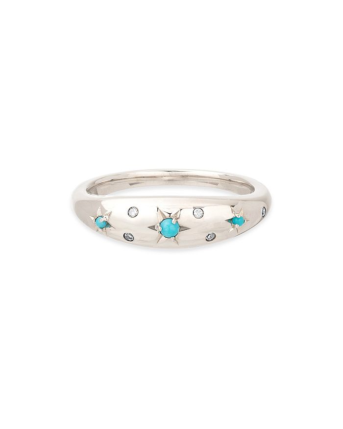 Adina Reyter Sterling Silver Turquoise & Diamond Scatter Small Dome ...