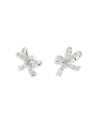 Swarovski Volta Crystal Bow Stud Earrings in Rhodium Plated Bloomingdale s