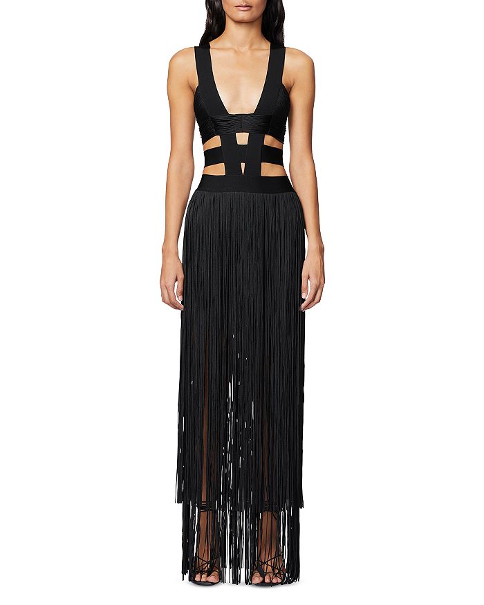 Hervé Léger Low Waist Banded Fringe Gown | Bloomingdale's