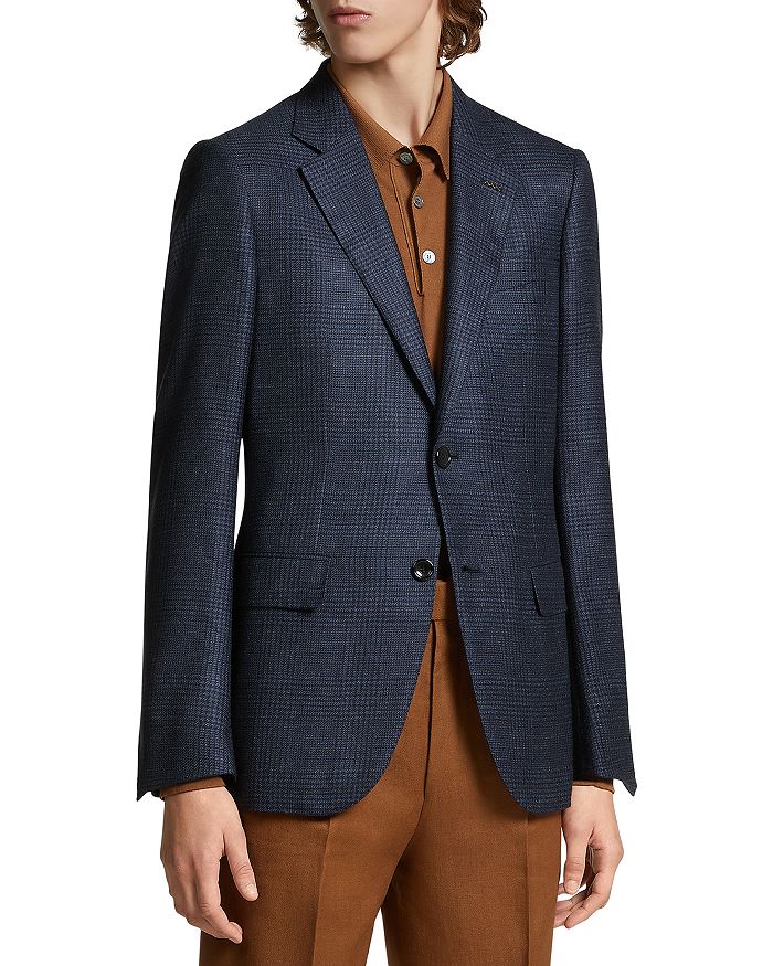 Zegna Prince of Wales Cashmere & Silk Jacket | Bloomingdale's