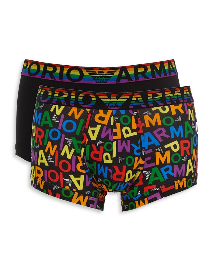 Emporio Armani Armani Cotton Blend Rainbow Logo Trunks, Pack of 2 ...