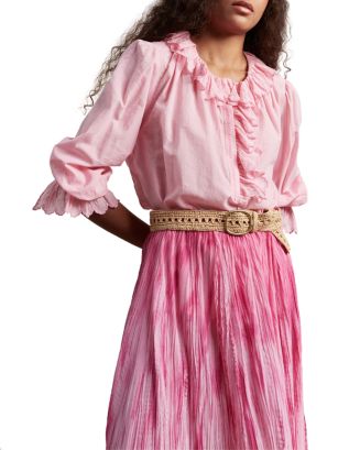 Gerard Darel Charline Ruffled Embroidered Blouse | Bloomingdale's