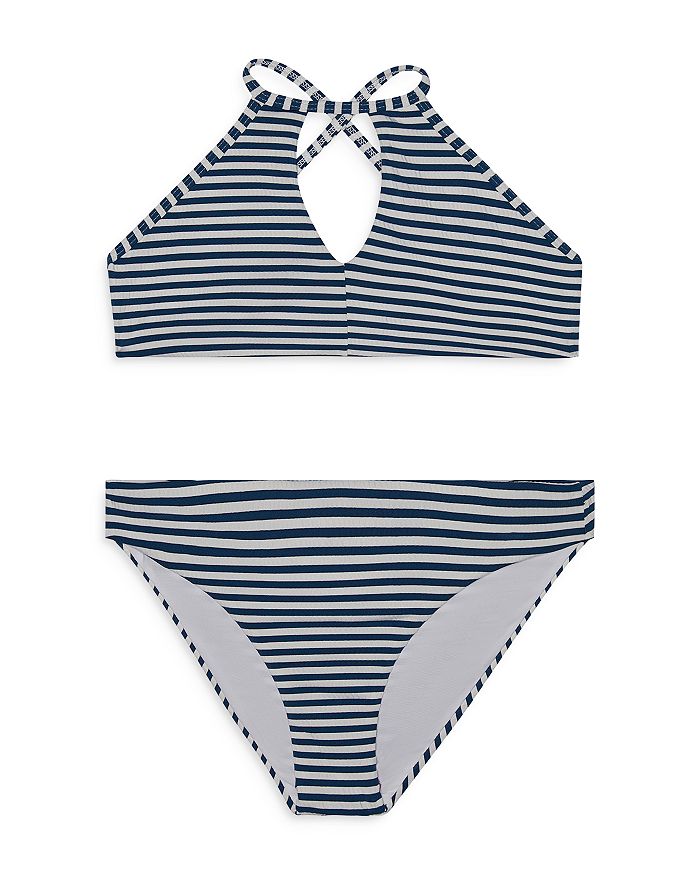 Splendid Girls' Striped High Neck Two Piece Swimsuit - Big Kid ...