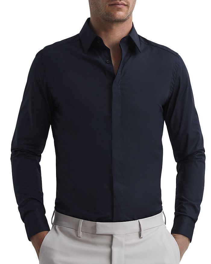 REISS Kiana Long Sleeved Slim Stretch Button Down Shirt | Bloomingdale's