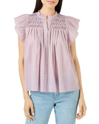 Daniel Rainn Pinch Pleat Linen Blouse | Bloomingdale's