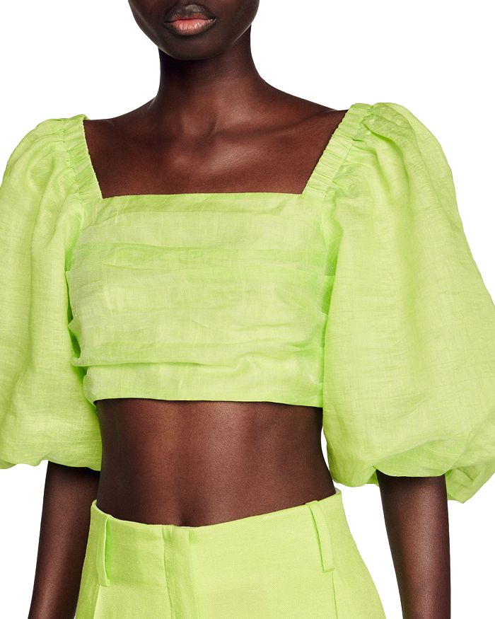 Sandro Blonville Balloon Sleeve Crop Top | Bloomingdale's