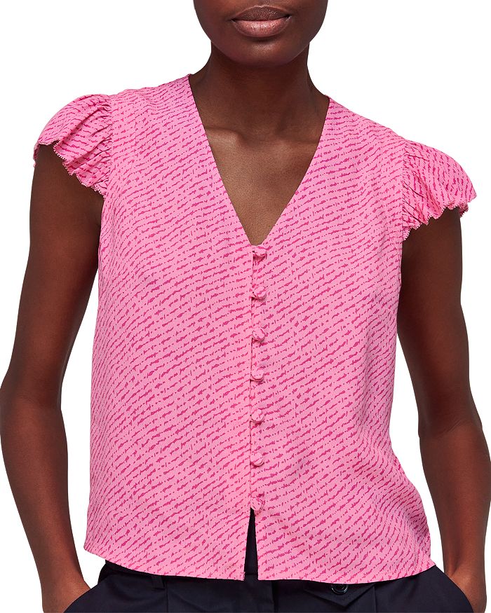 Whistles Diagonal Fleck Flutter Sleeve Top | Bloomingdale's