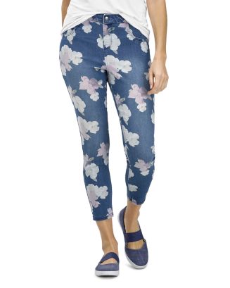 HUE Hibiscus Print High Rise Denim Skimmer Leggings | Bloomingdale's