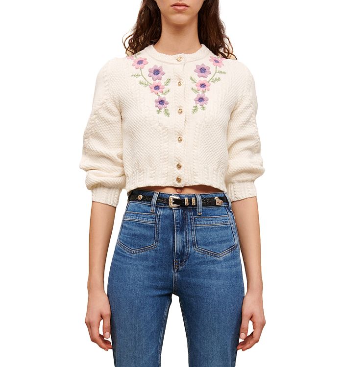 Maje Myflor Embroidered Cropped Cardigan | Bloomingdale's