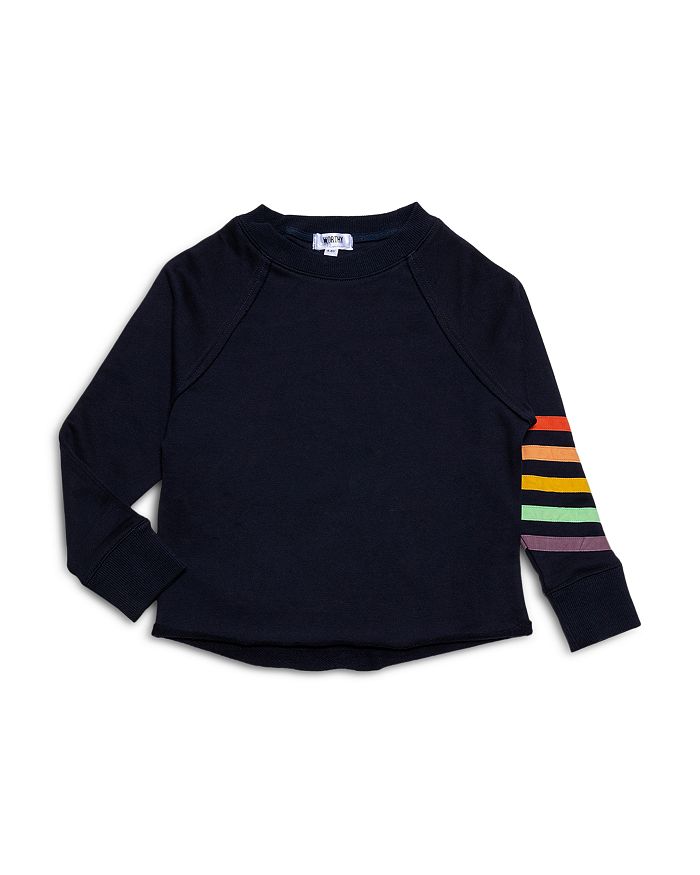 Worthy Threads Girls Cropped Crew Neck with Rainbow Stripes - Little ...