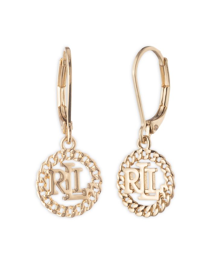 Ralph Lauren Ralph Lauren Chain Framed Logo Drop Earrings in Gold Tone ...