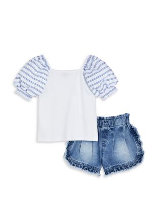 Habitual Kids Girls' Puff Sleeve Top & Denim Shorts Set - Little Kid ...