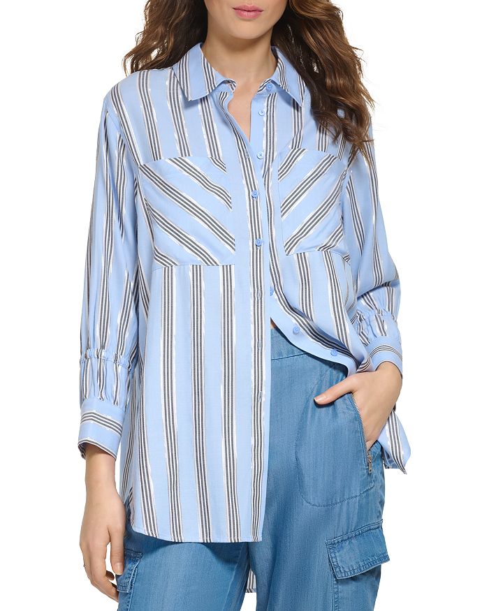 DKNY Striped Split Side Shirt | Bloomingdale's