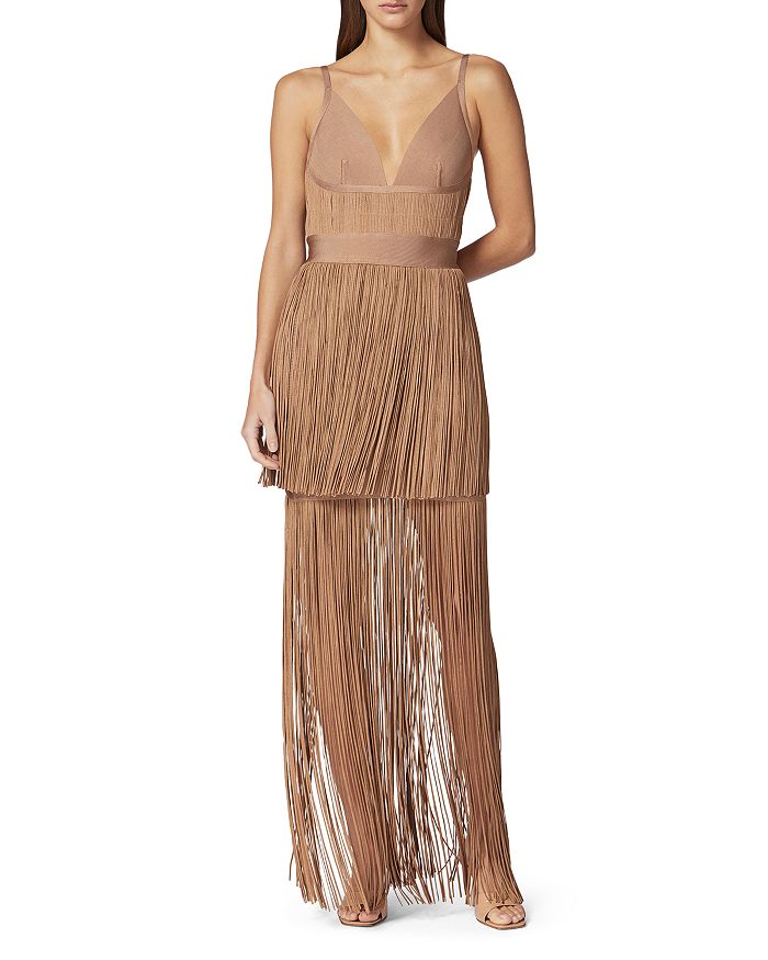 Hervé Léger Plunging Fringe Gown | Bloomingdale's
