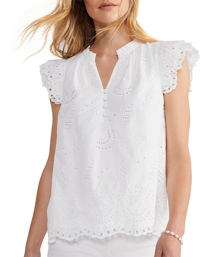Vineyard Vines Seashell Cotton Eyelet Ruffled Top | Bloomingdale's