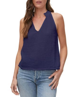 Michael Stars Viola Split Neck Cotton Tank Top | Bloomingdale's