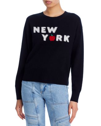 AQUA New York Apple Intarsia Crewneck Cashmere Sweater - 100% Exclusive ...