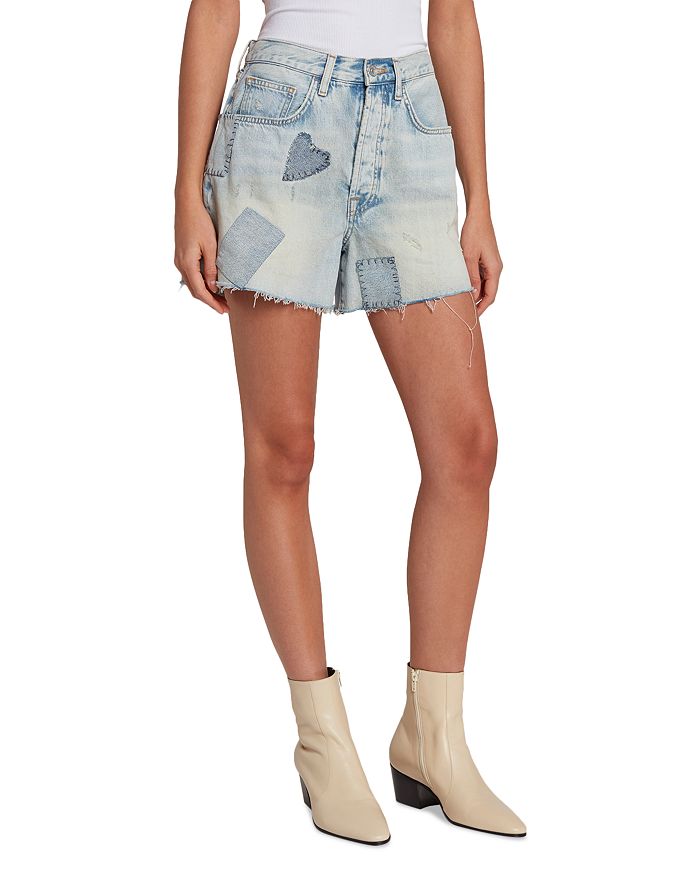 7 For All Mankind Easy Ruby Shorts in Iris Patch | Bloomingdale's