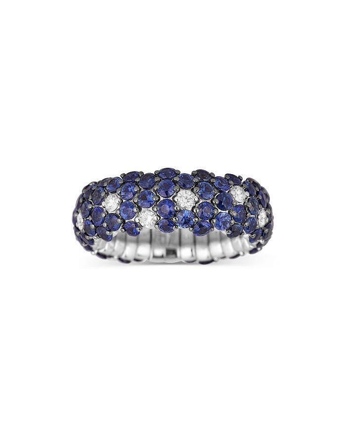 ZYDO 18K White Gold Stretch Sapphire & Diamond Band Ring | Bloomingdale's