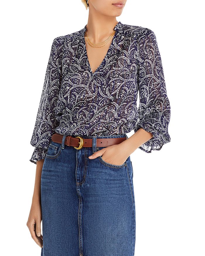 AQUA Ruffle V-Neck Top - 100% Exclusive | Bloomingdale's