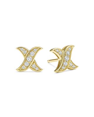 Click here for Lagos 18K Yellow Gold Embrace Diamond X Stud Earri... prices