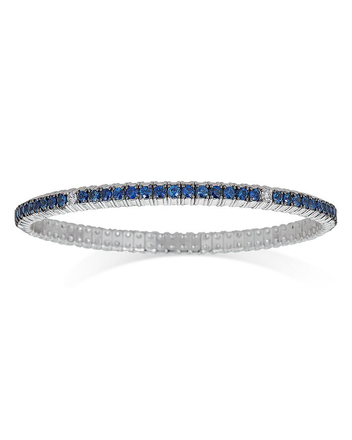 ZYDO 18K White Gold Stretch Sapphire & Diamond Row Bracelet ...