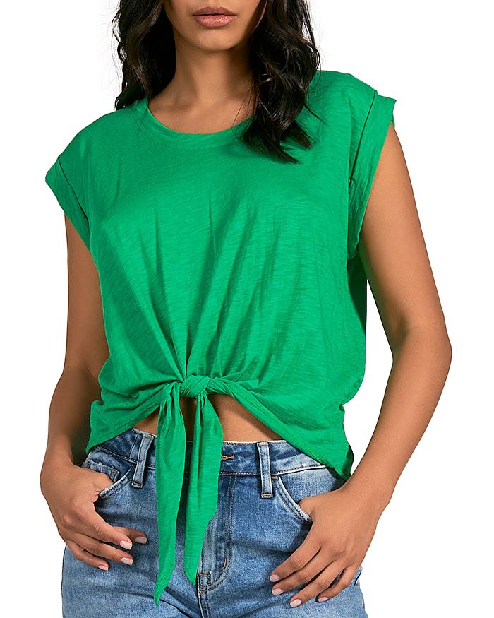 Elan Cap Sleeve Tie Hem Top | Bloomingdale's