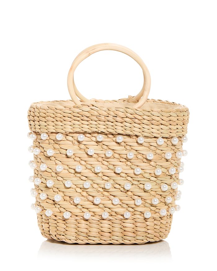 POOLSIDE Embellished Straw Mini Tote | Bloomingdale's