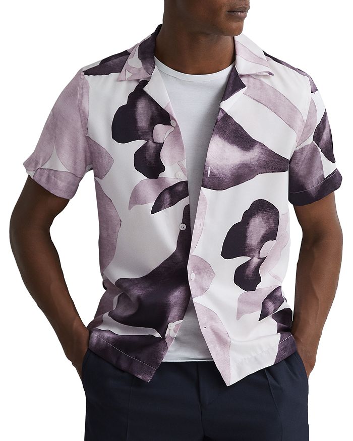 REISS Howe Short Sleeve Abstract Print Camp Shirt | Bloomingdale's