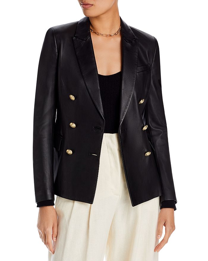 Derek Lam 10 Crosby Franklin Double Breasted Faux-Leather Blazer | Bloomingdale's