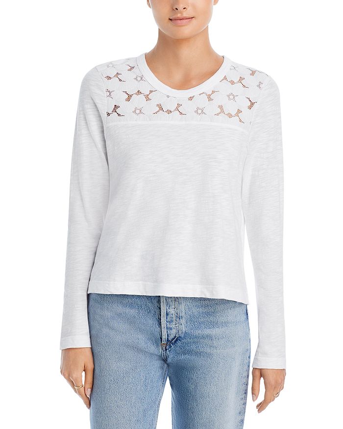 Wilt Easy Long Sleeve Lace Yoke Tee | Bloomingdale's