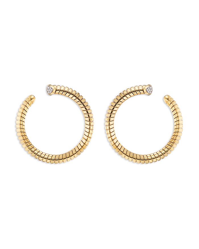 Marina B 18K Yellow Gold Trisolina Diamond Pavé Side Hoop Earrings ...