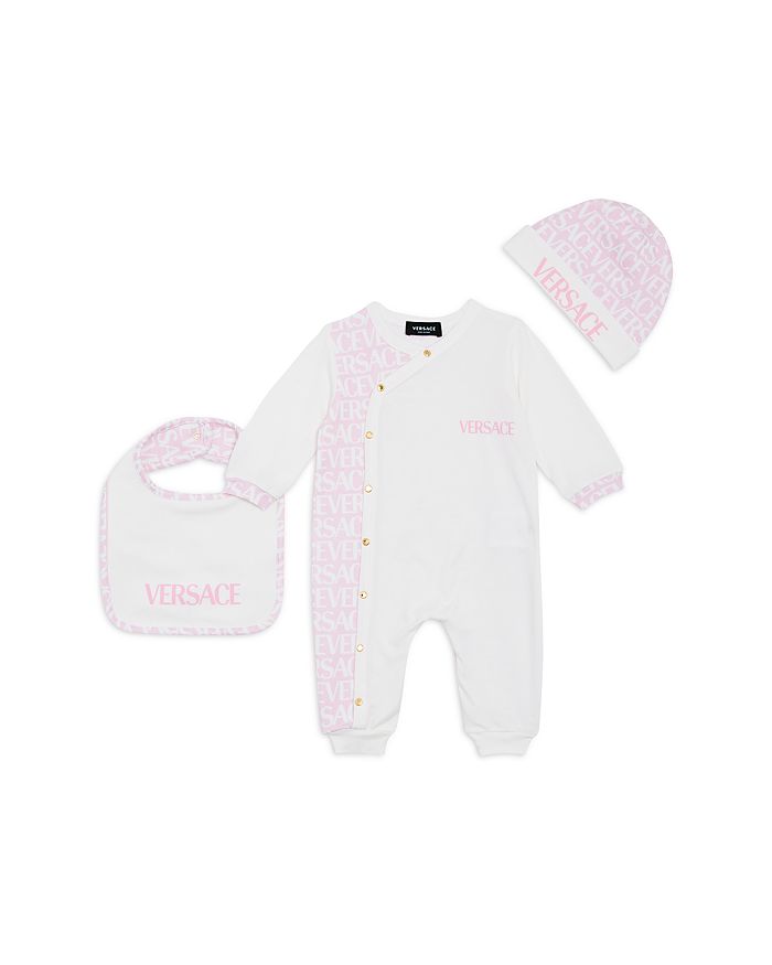Versace Unisex Logo Print Playsuit, Hat & Bib Set - Baby | Bloomingdale's