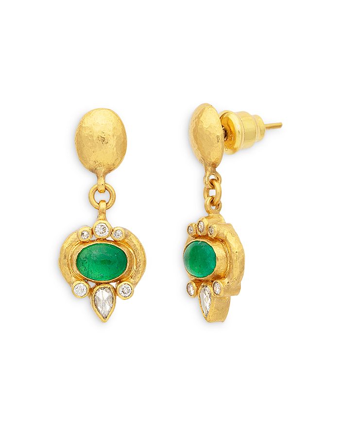 Gurhan 18-24K Yellow Gold Emerald & Diamond Mini Muse Drop Earrings ...