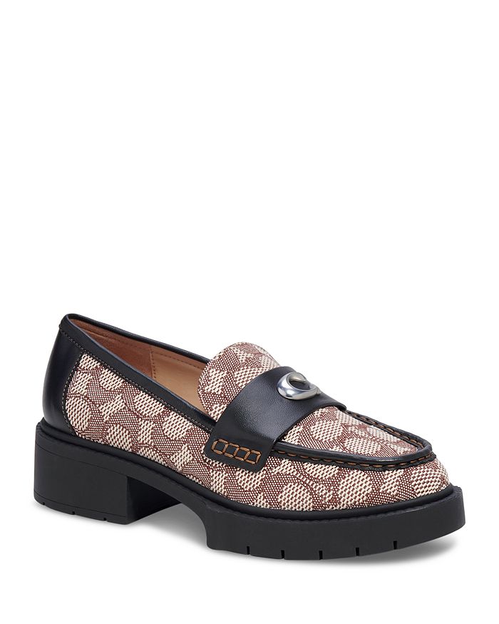 COACH Women's Leah Slip On Signature Jacquard Platform Loafer Flats ...