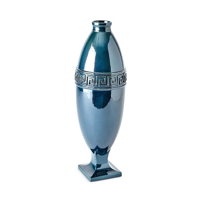 Global Views Greek Key Vase Azure, Small | Bloomingdale's